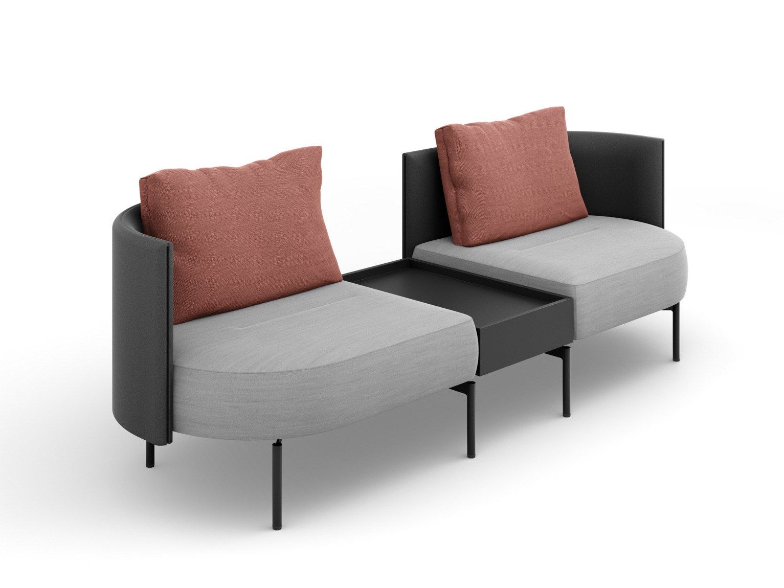 OVAL 2-seater bench with low backrest By Brunner | design Jehs+Laub