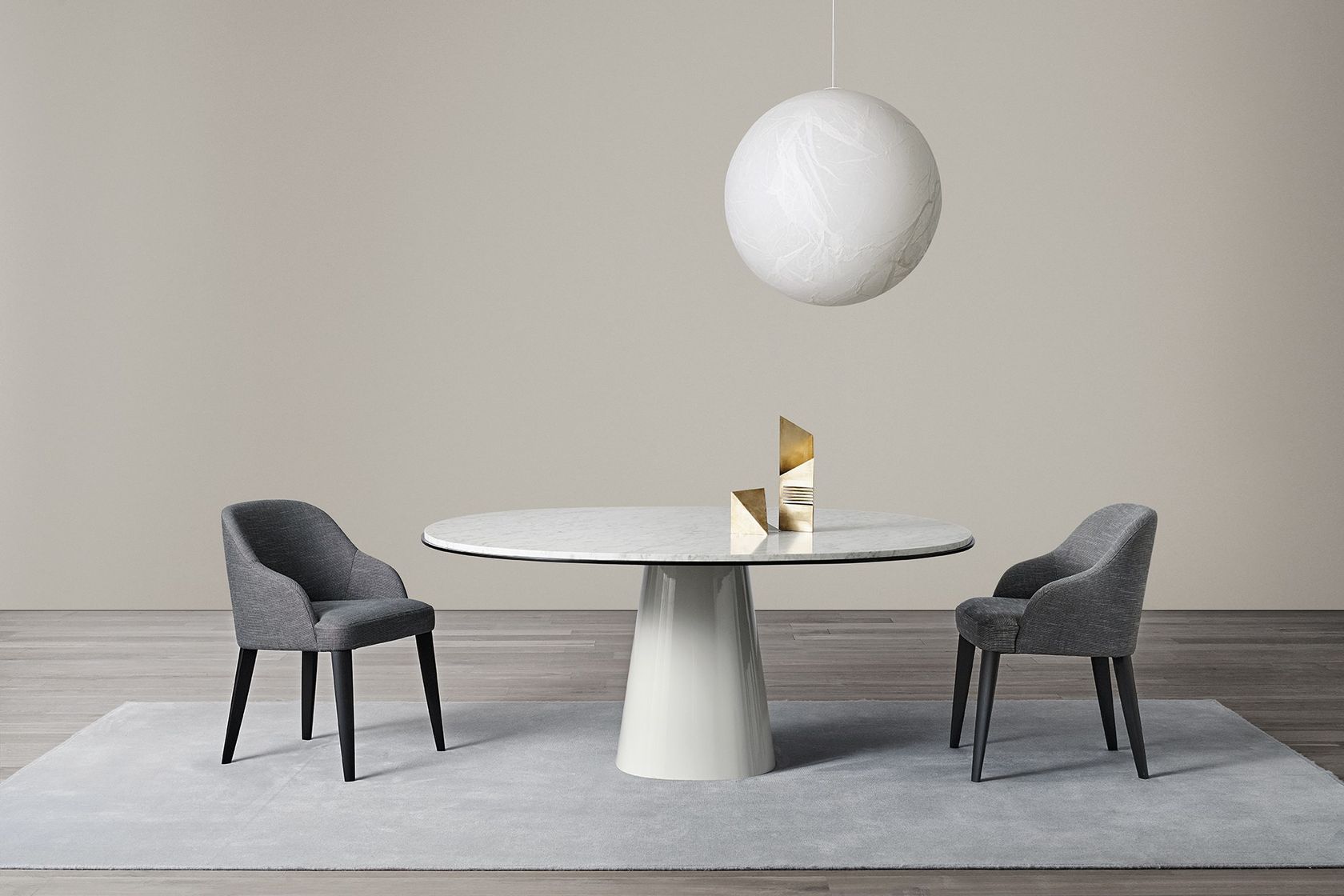 OWEN Round natural stone dining table By Meridiani | design Andrea Parisio