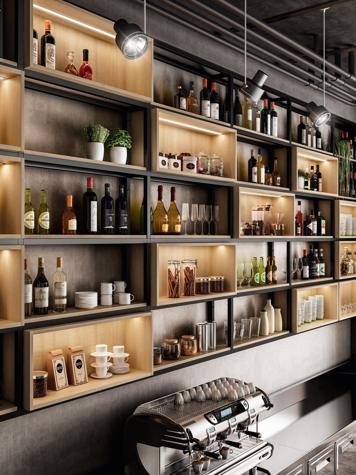 OXIDE Illuminated bar counter By Frigomeccanica