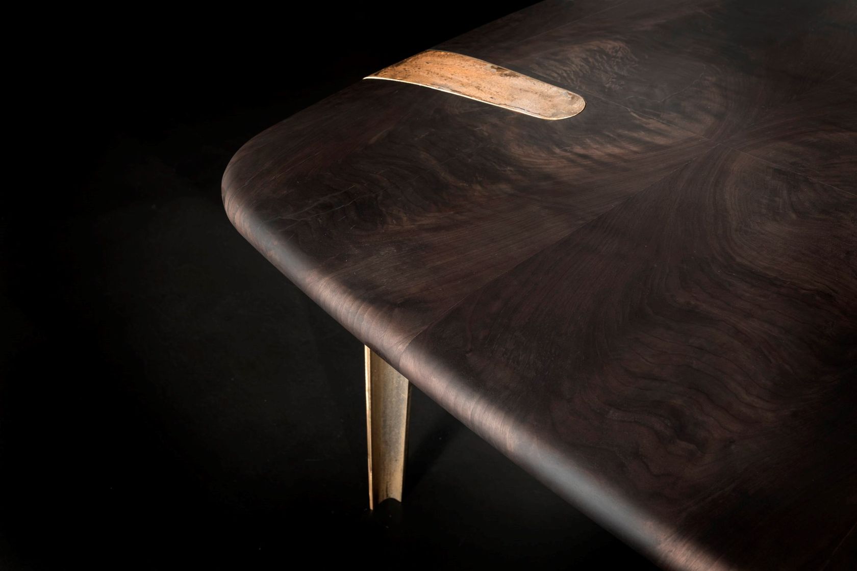 Solid wood table with brass legs OXYMORON By Henge design Massimo Castagna