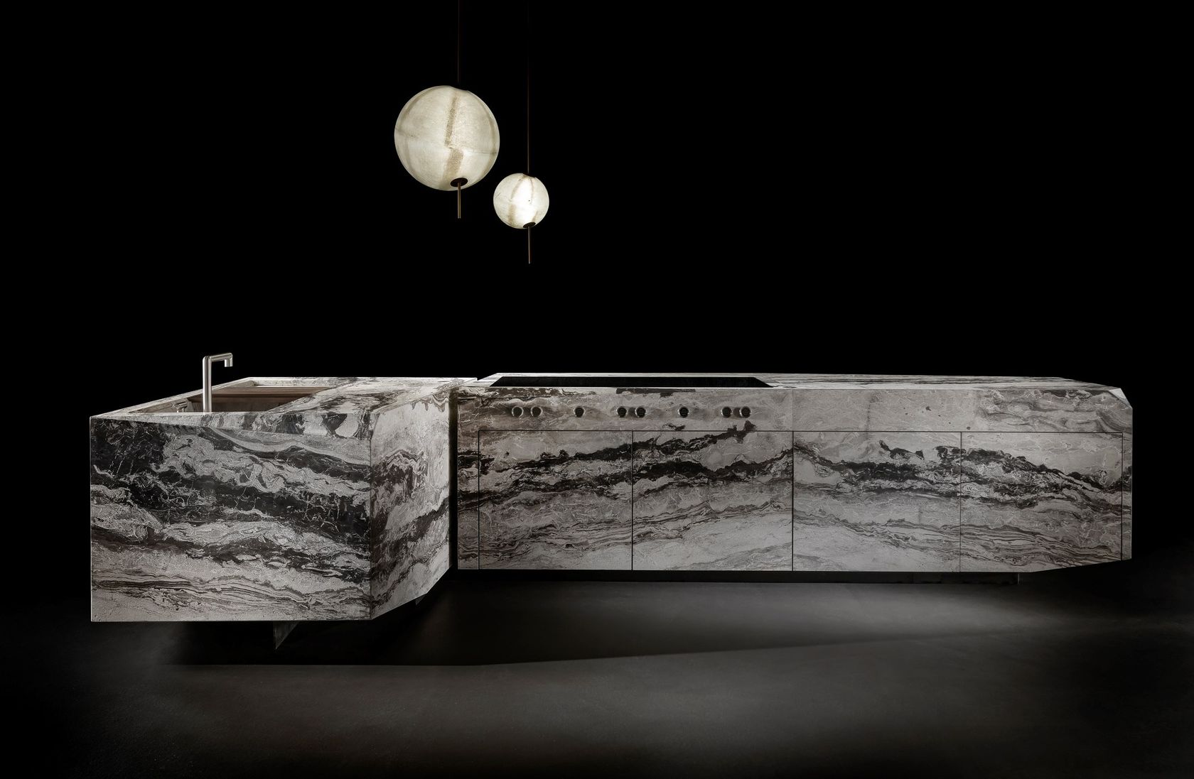 OZONE Stone kitchen with island By Henge | design Massimo Castagna