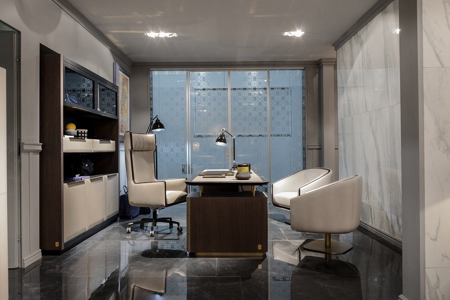 PANAMERA | Executive desk Leather executive desk with drawers By Formitalia