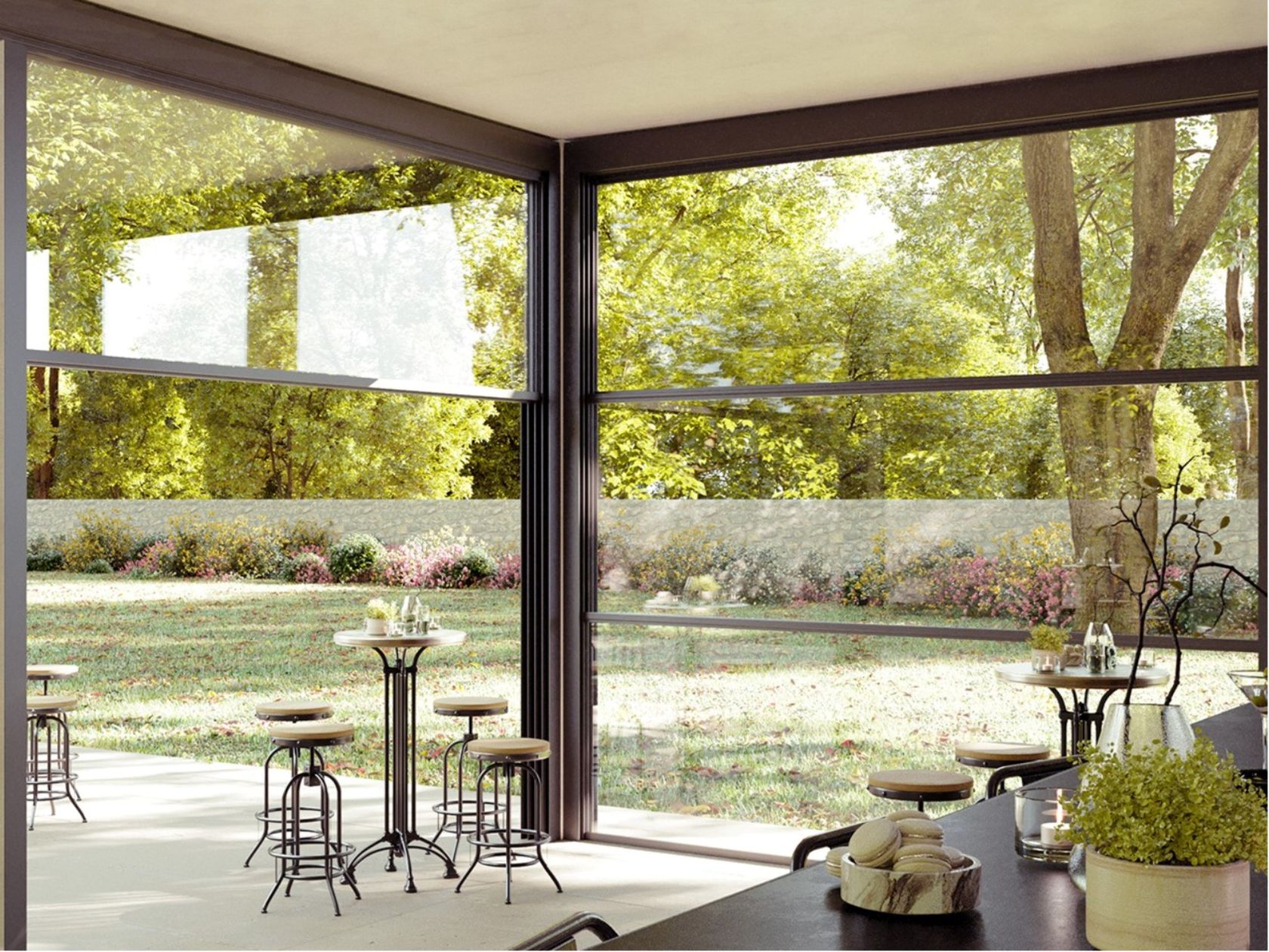 Vetrata motorizzata a scorrimento verticale con vetro camera PANORA TOP ...