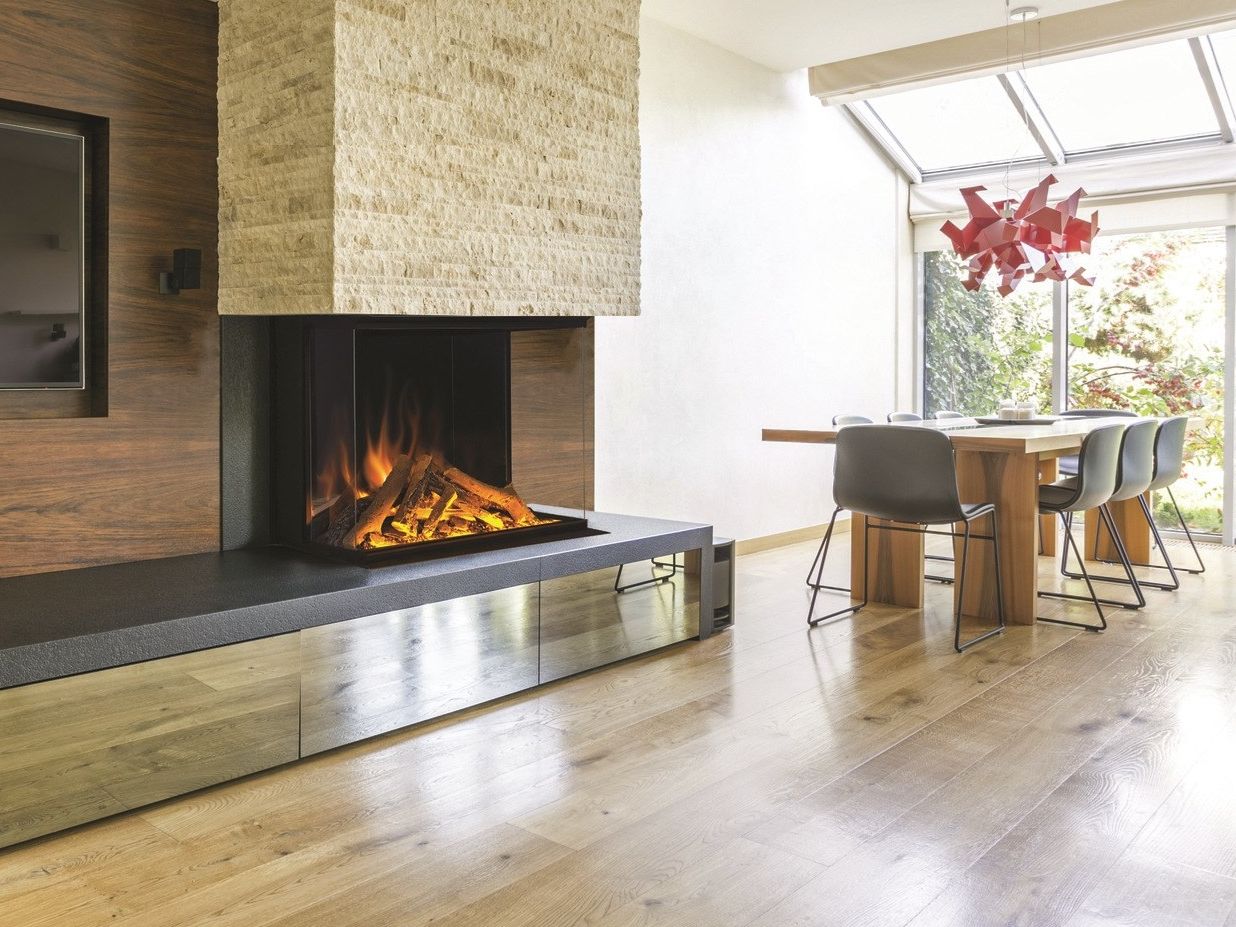 3-sided electric glass fireplace with remote control PANORAMA GF3 800 ...