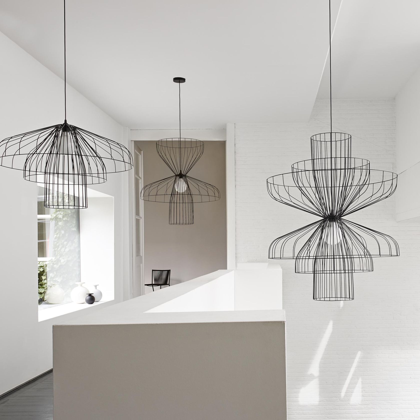 Steel pendant lamp PARACHUTE By Ligne Roset design Nathan Yong