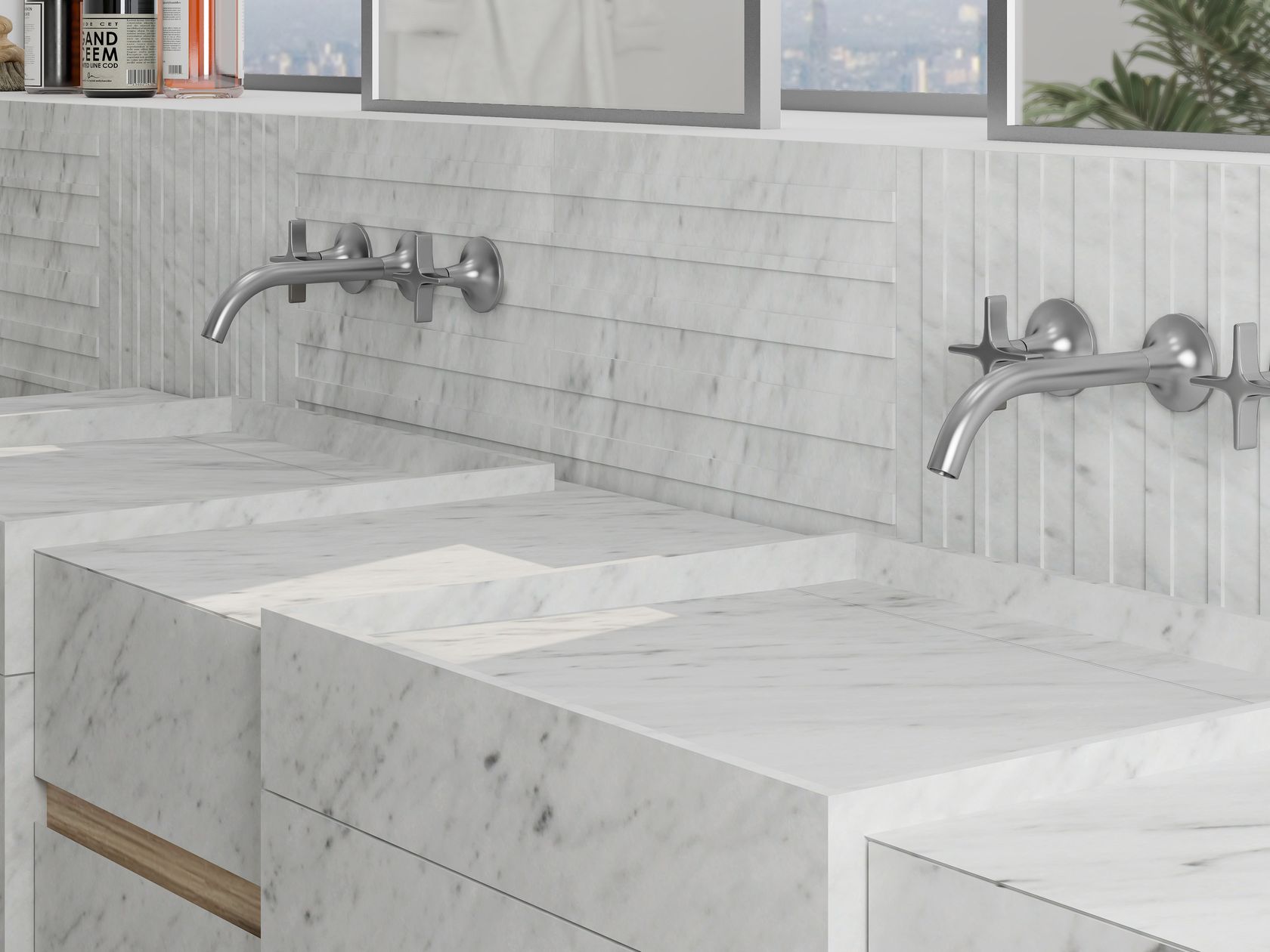 Wall-mounted natural stone vanity unit PARALLEL WVS Parallel Collection ...