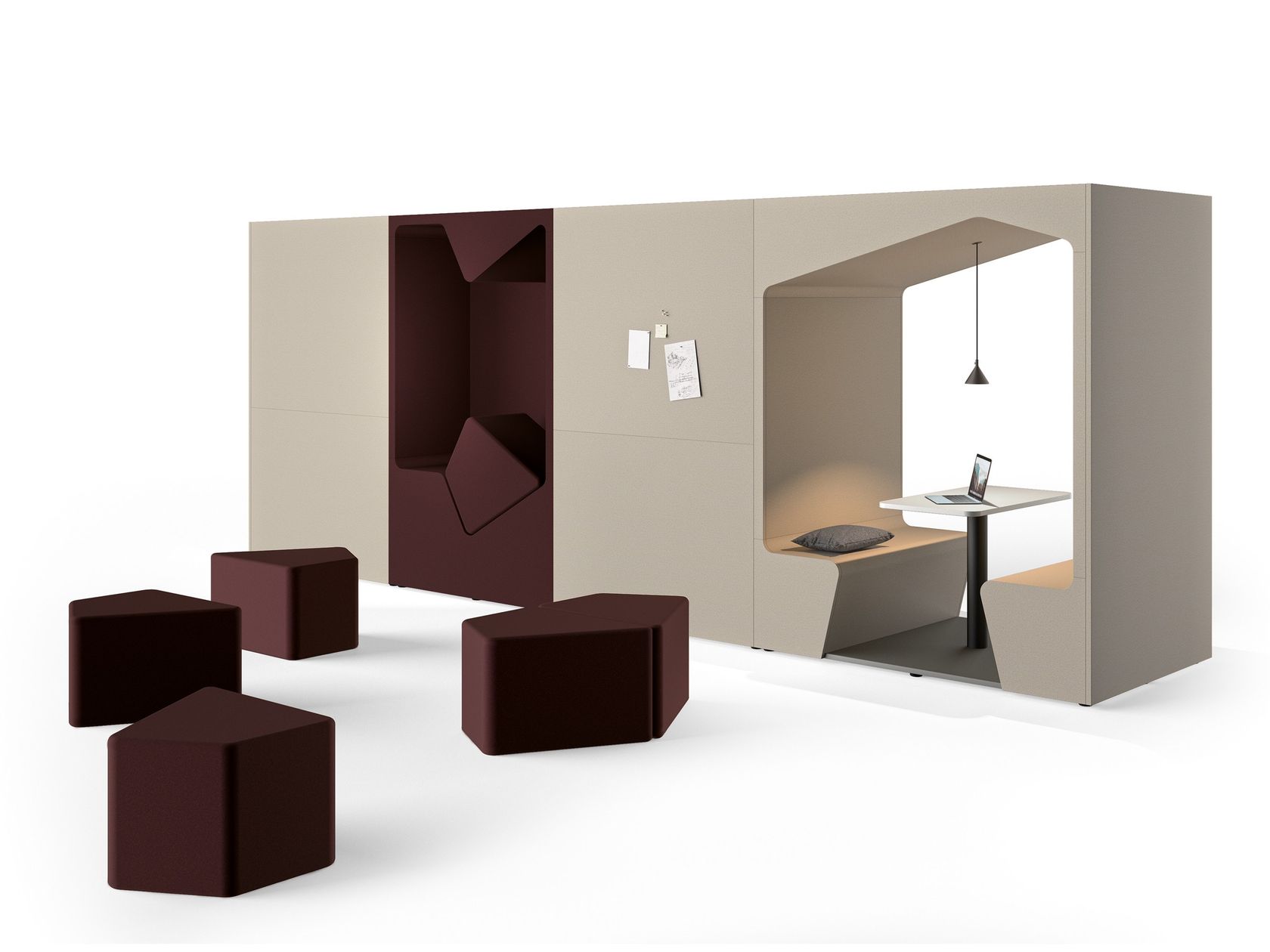 Pouf rembourré en tissu PARKOUR ICE FLOE By werner works design Kinzo