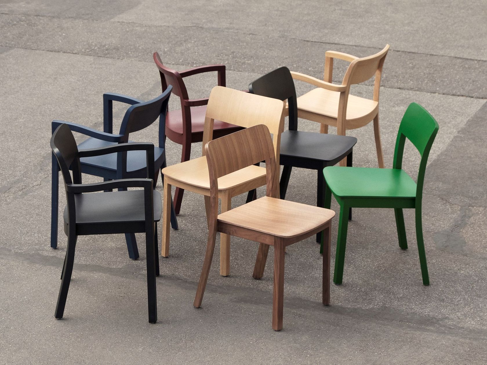 PASTIS Stackable wooden chair with armrests By Hay | design Julien Renault