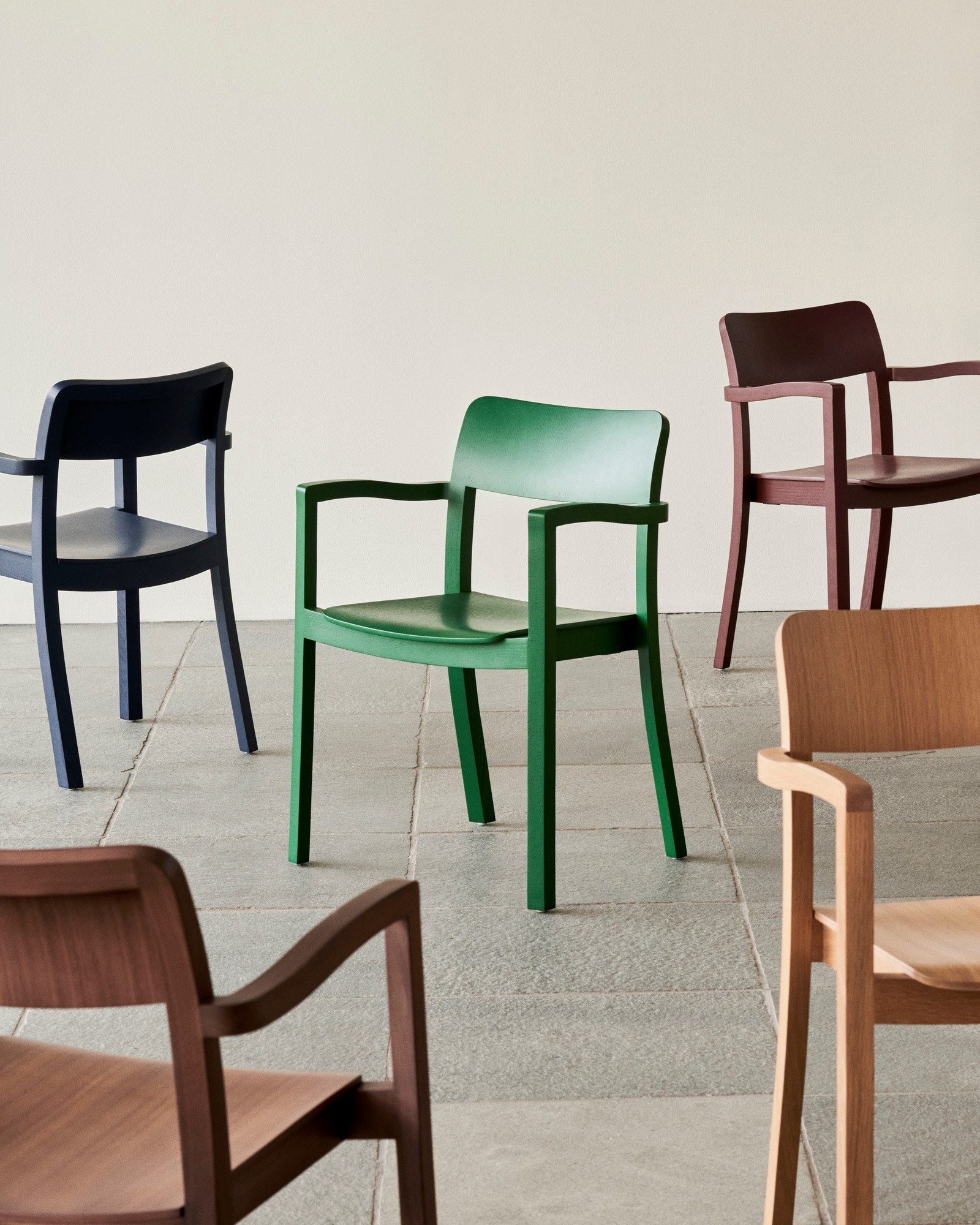 PASTIS Stackable wooden chair with armrests By Hay | design Julien Renault