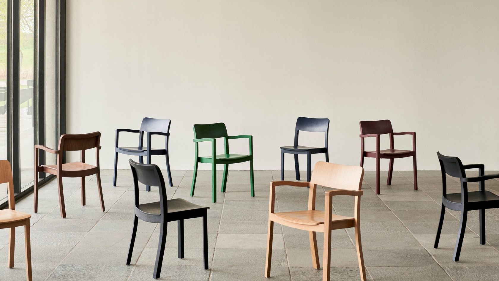 PASTIS Stackable wooden chair with armrests By Hay | design Julien Renault