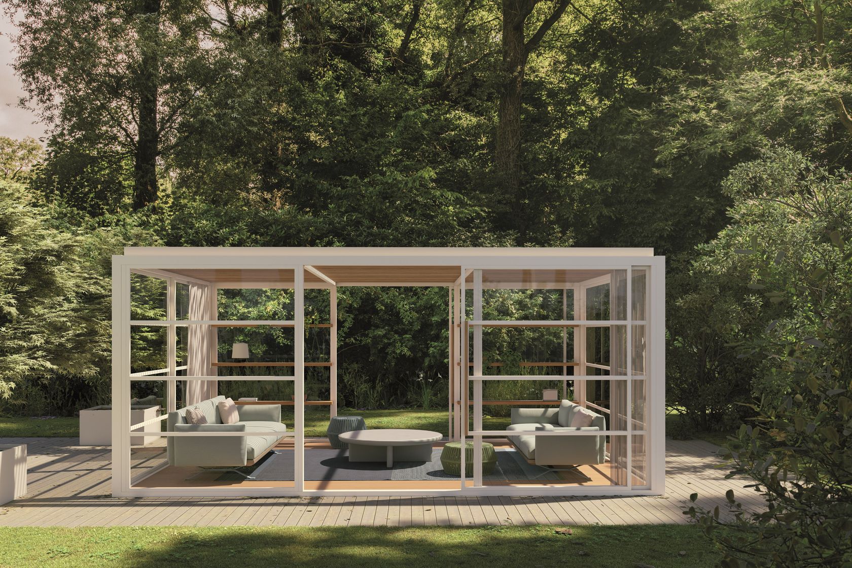 PAVILION H Freestanding aluminium pergola By Kettal