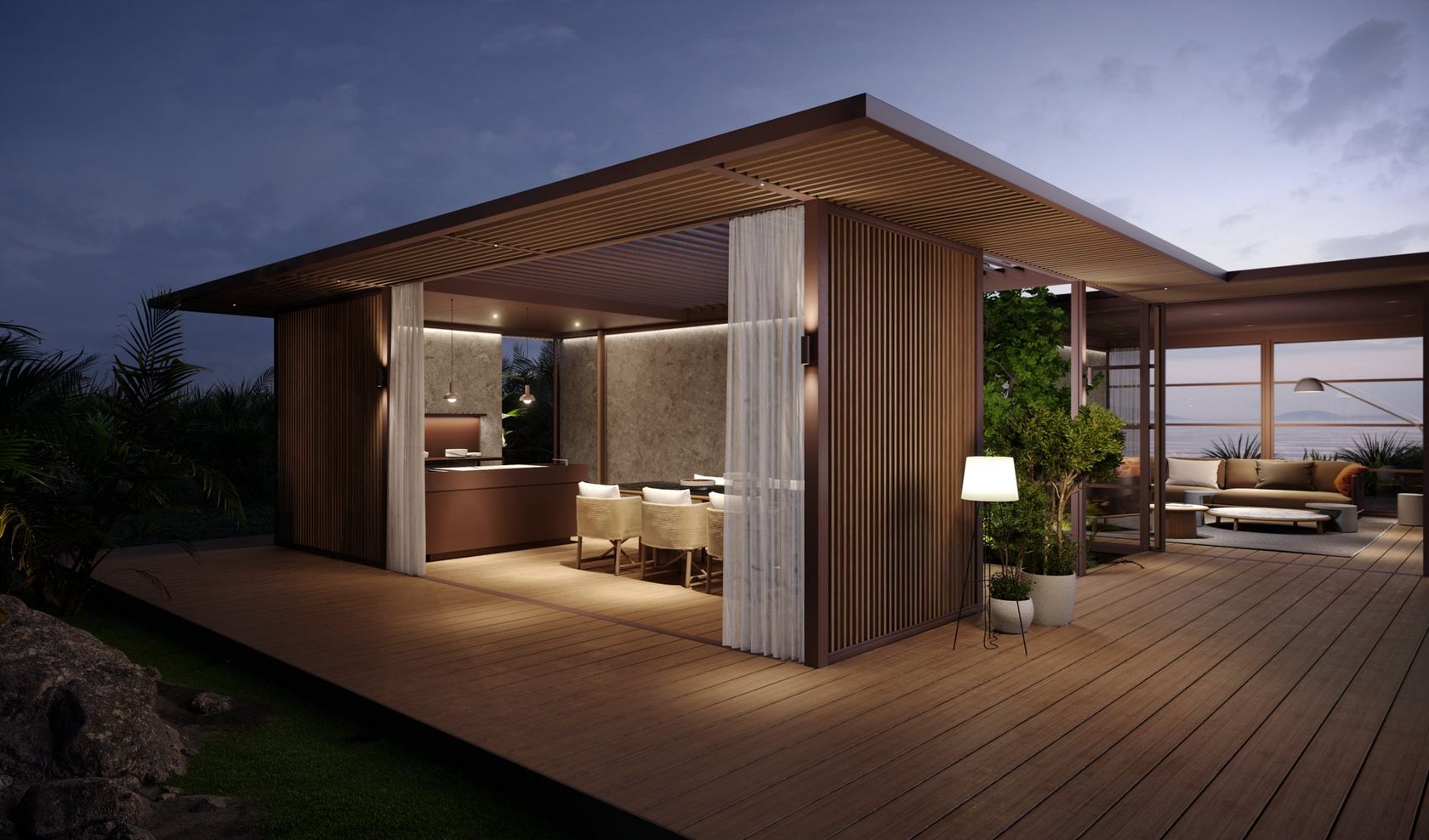 PAVILION H Freestanding aluminium pergola By Kettal