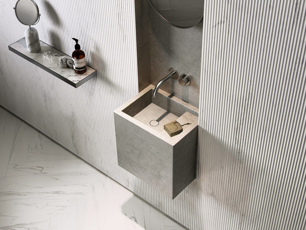 Single wall-mounted natural stone washbasin PB BASIN – 40 By COCOON ...