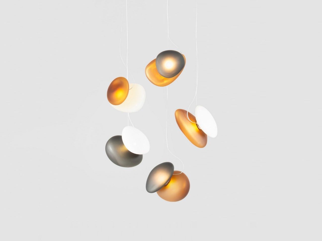 LED blown glass pendant lamp PEBBLE CHANDELIER 5 Pebble Collection By ...