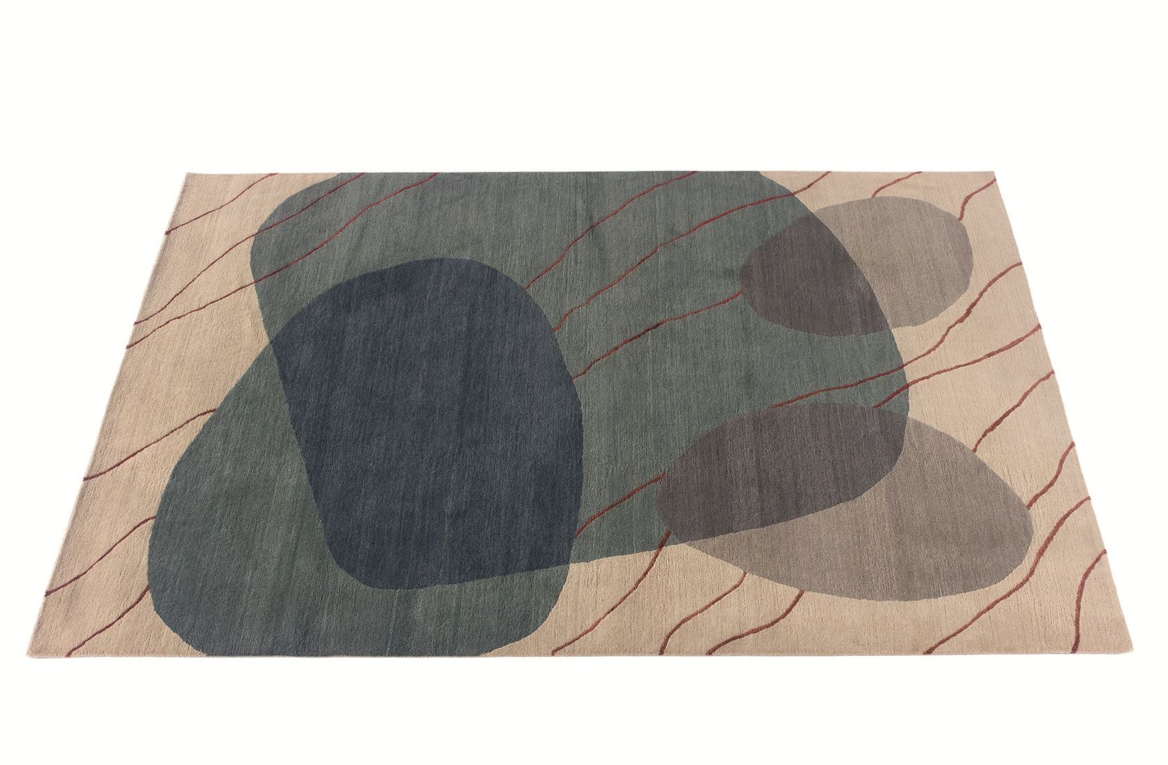 Handmade rectangular rug PEBBLES By Deirdre Dyson