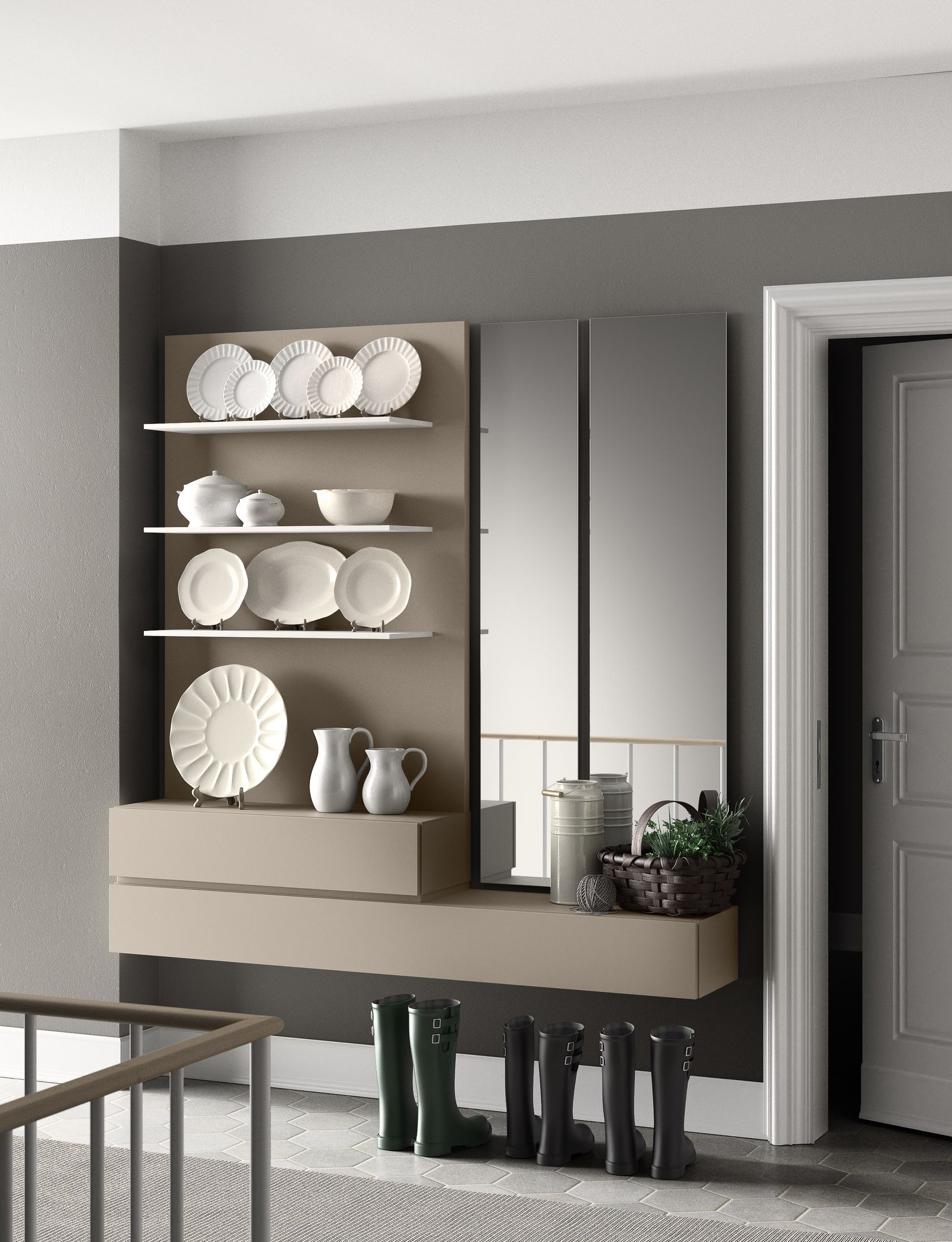 PEOPLE P441 Sectional wall-mounted modular storage wall By Pianca