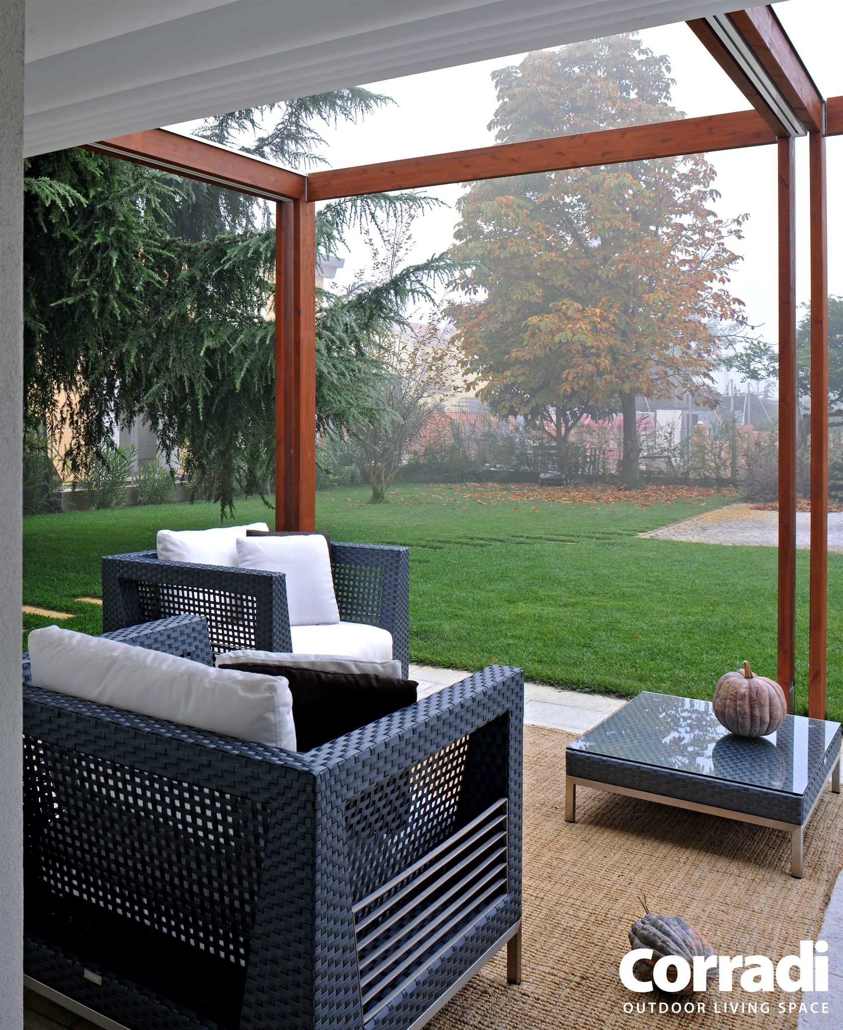 Wooden pergola PERGOTENDA® TWIN By Corradi