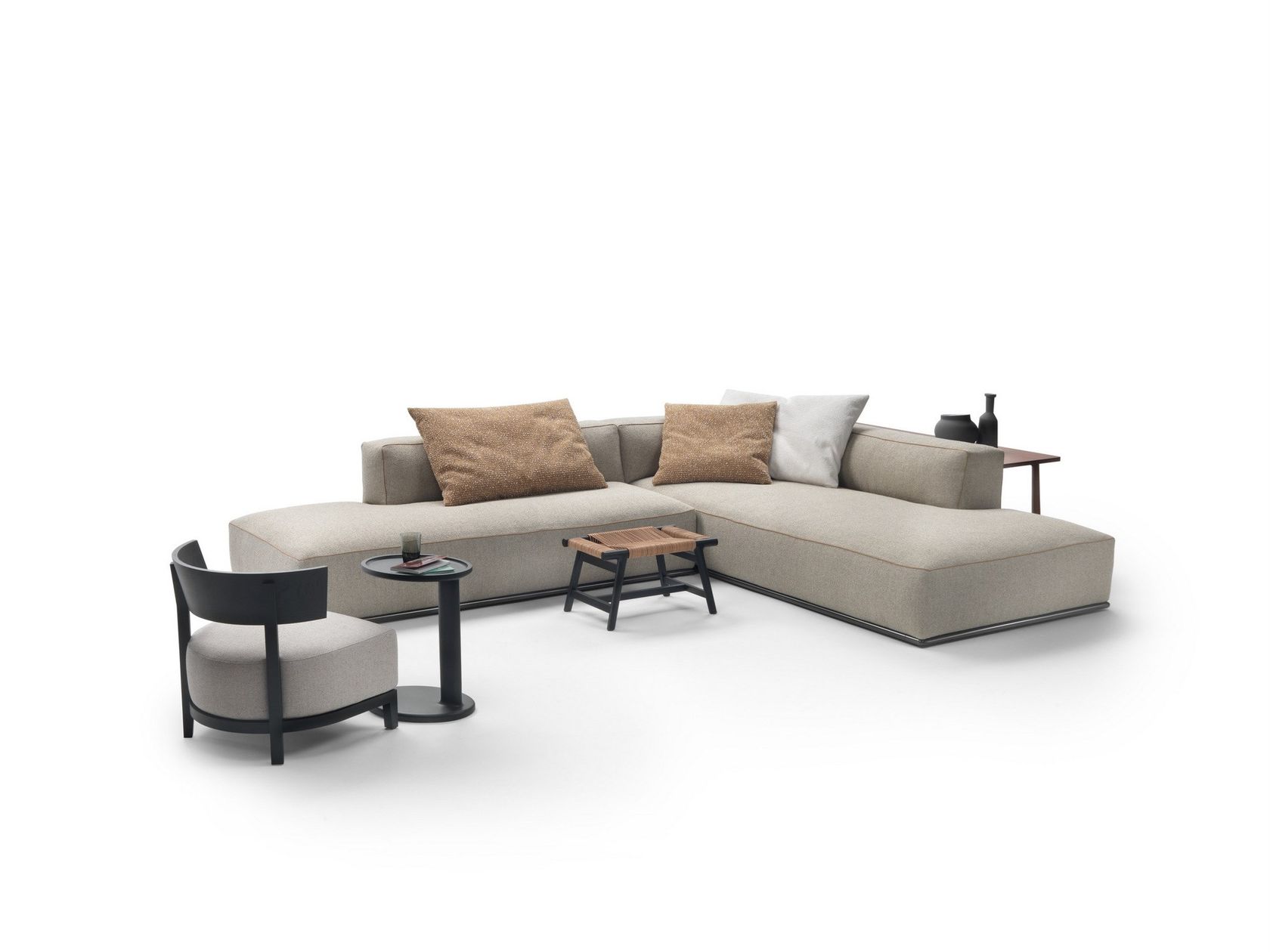 PERRY Sectional fabric sofa with integrated magazine rack By Flexform ...