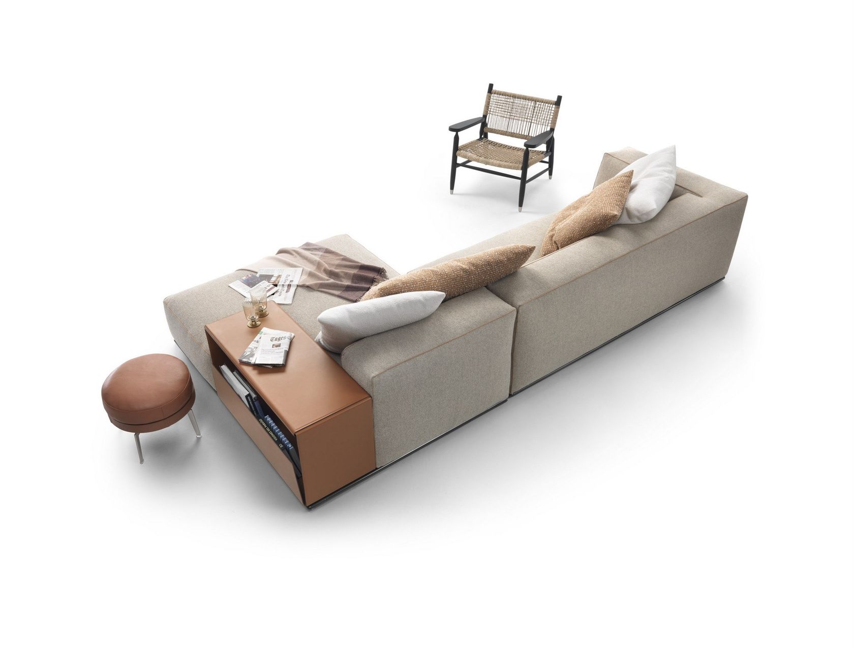 PERRY Sectional fabric sofa with integrated magazine rack By Flexform ...