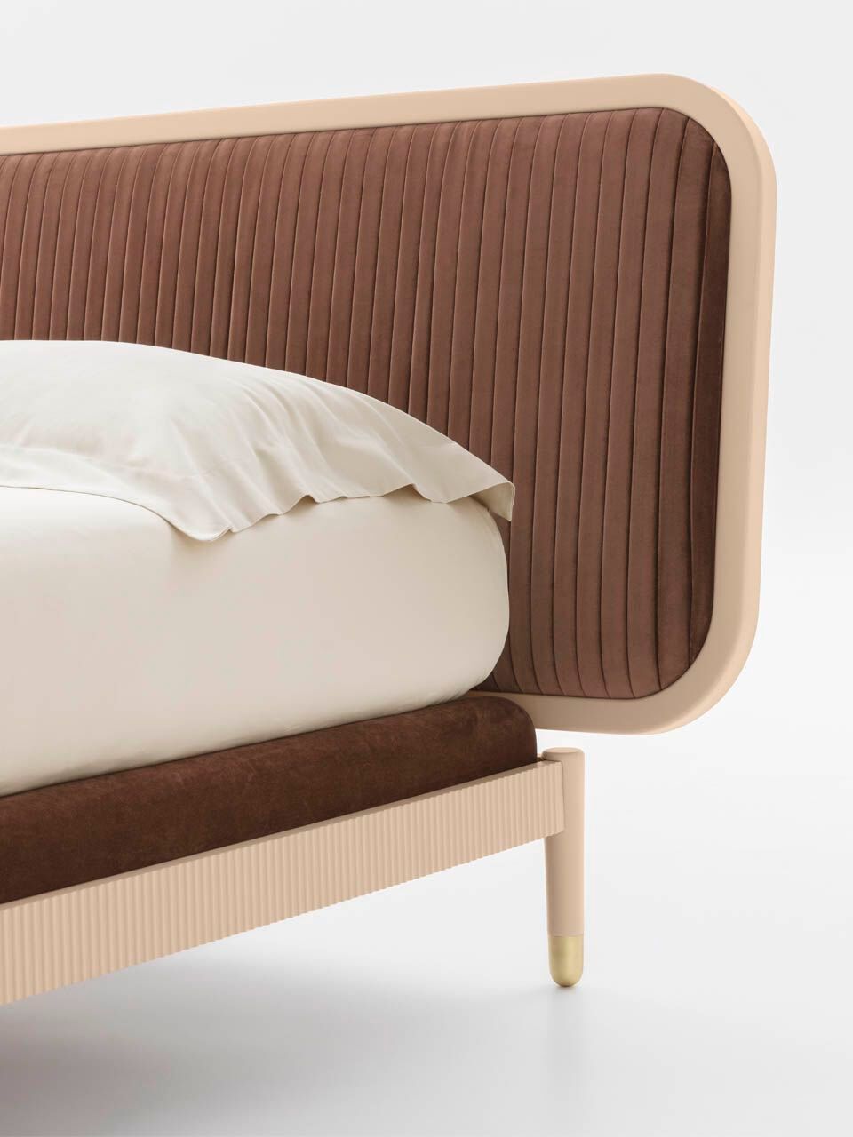 AMANTE PLISSÉ Wooden double bed with upholstered headboard By PIANCA ...