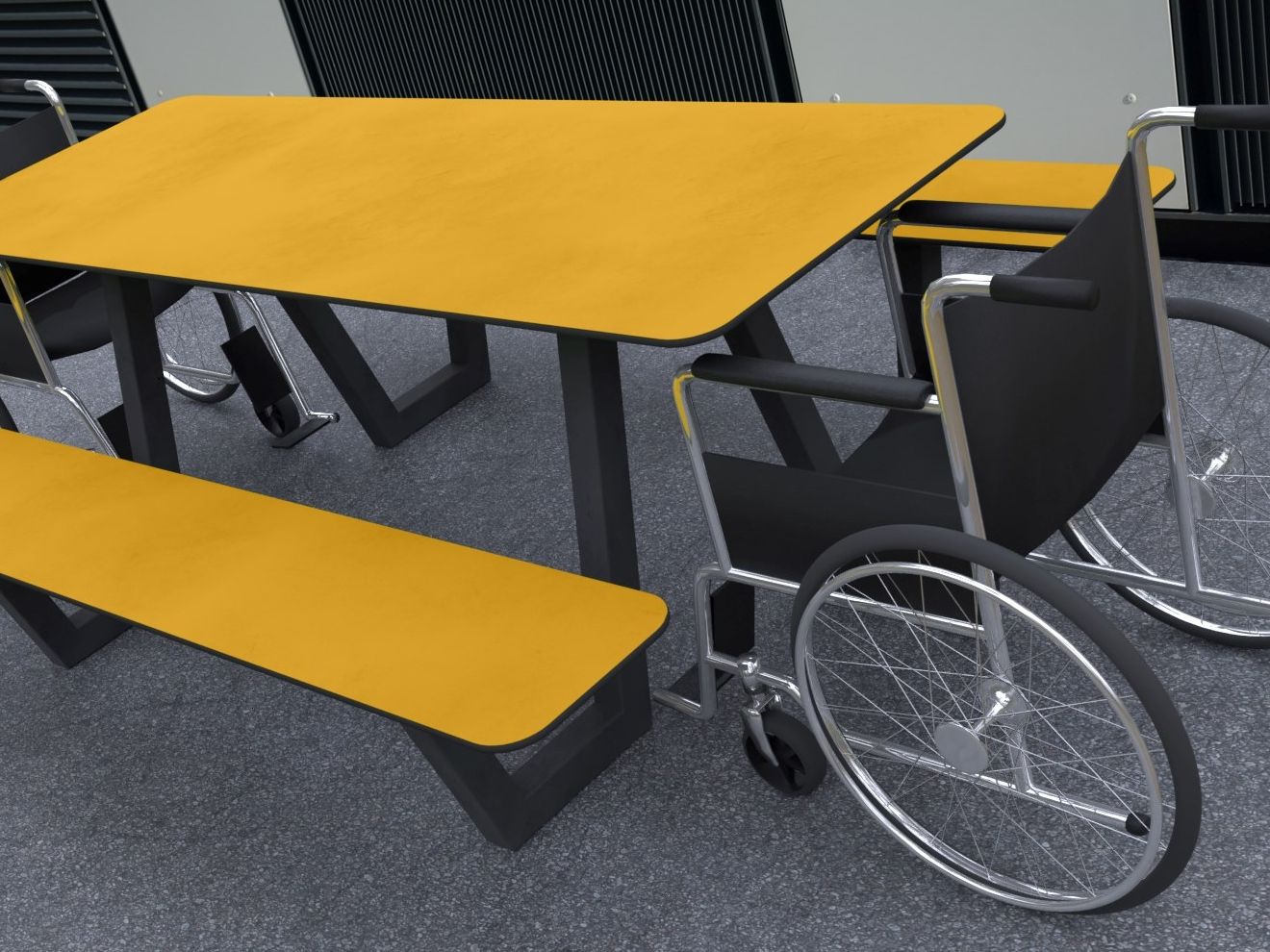 PICNIC Steel picnic table with integrated benches By miramondo