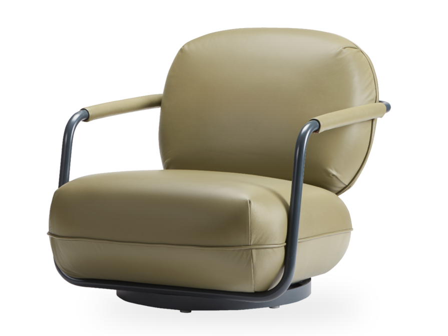 PILÙ | Leather easy chair Swivel leather easy chair with armrests By ...