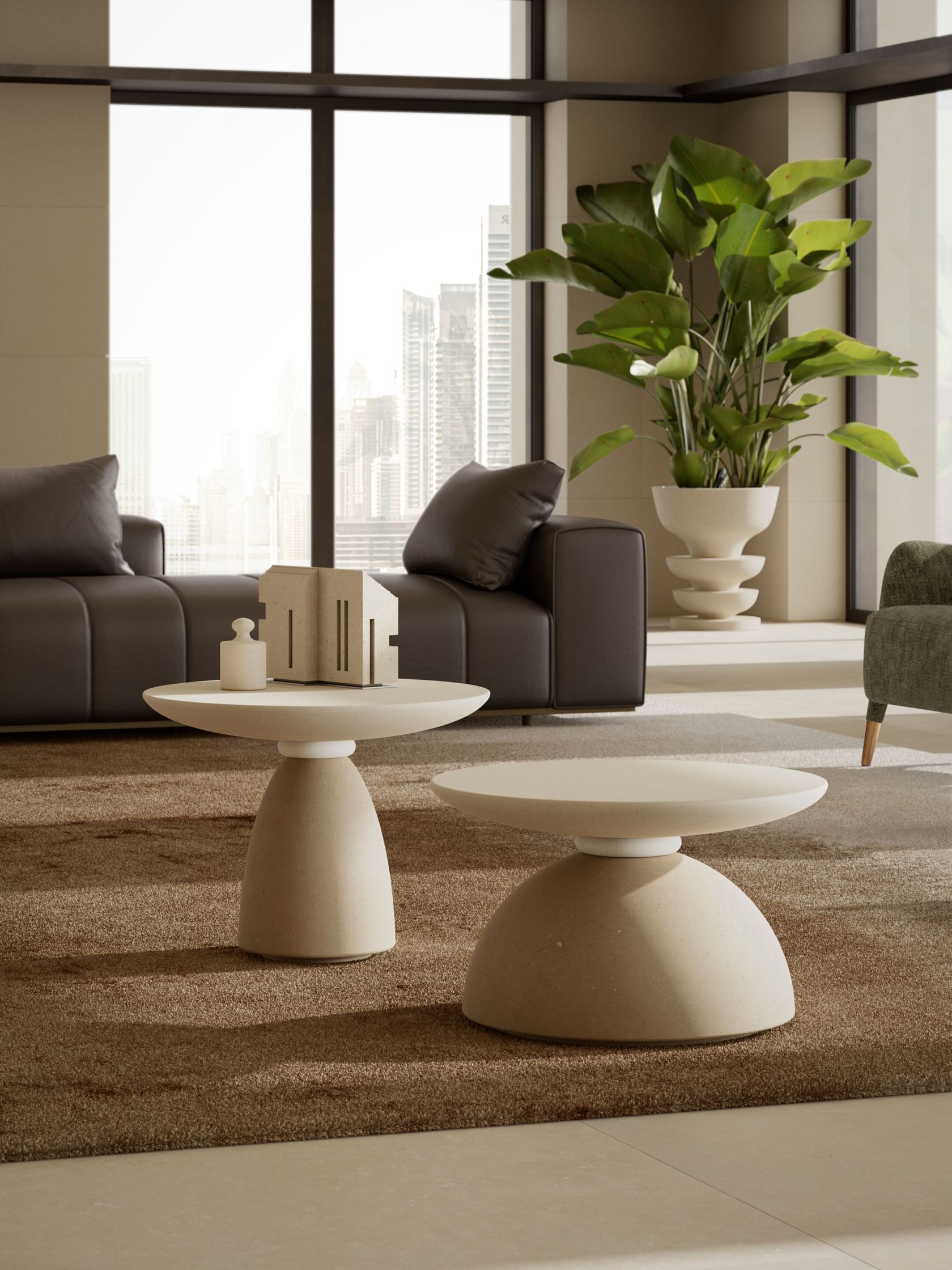 GEO Round lecce stone garden side table By PIMAR