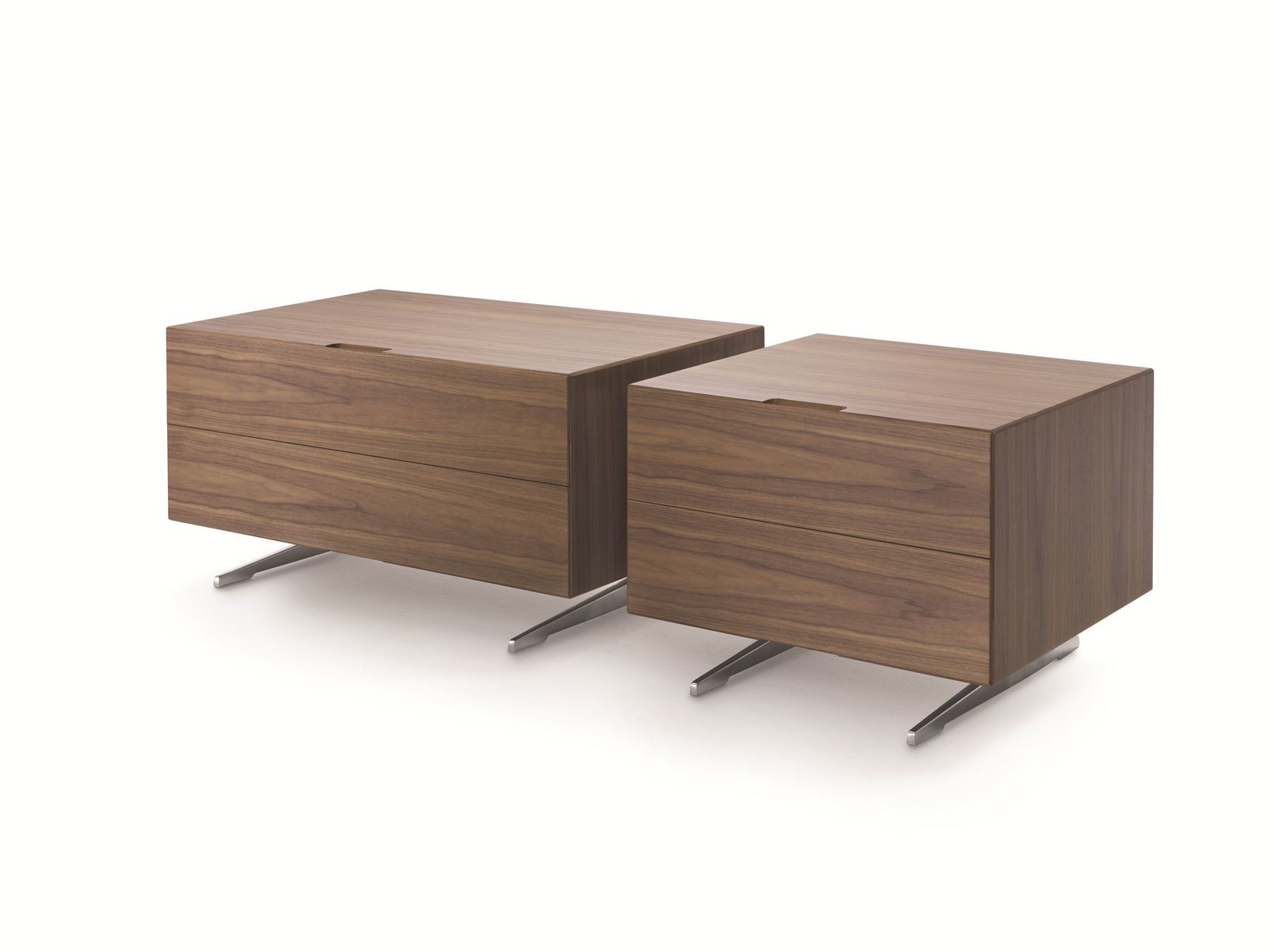 PIUMA Rectangular walnut bedside table with drawers By Flexform ...