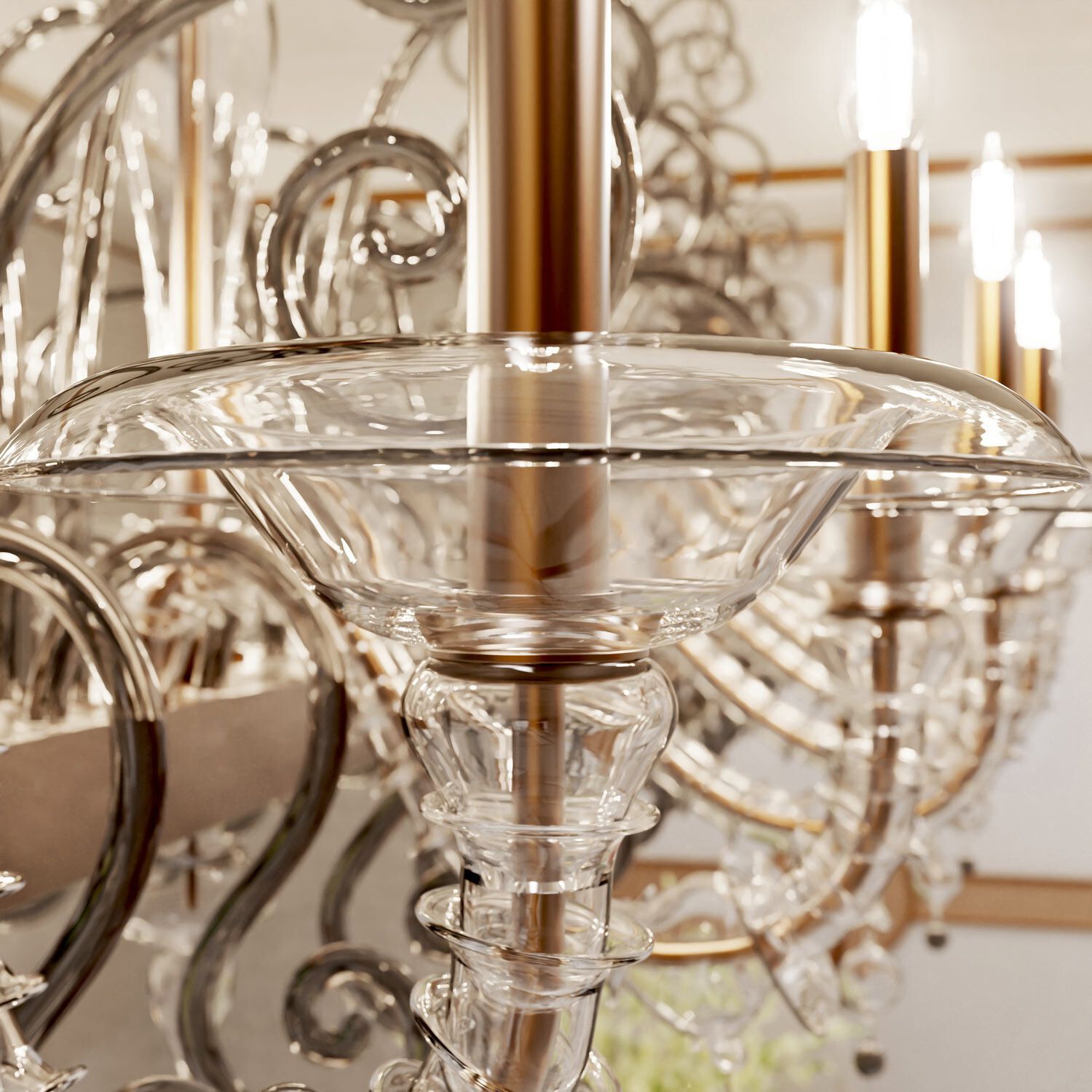 LOREDAN Lampadario lineare in Vetro di Murano By PIUMATI Murano Glass