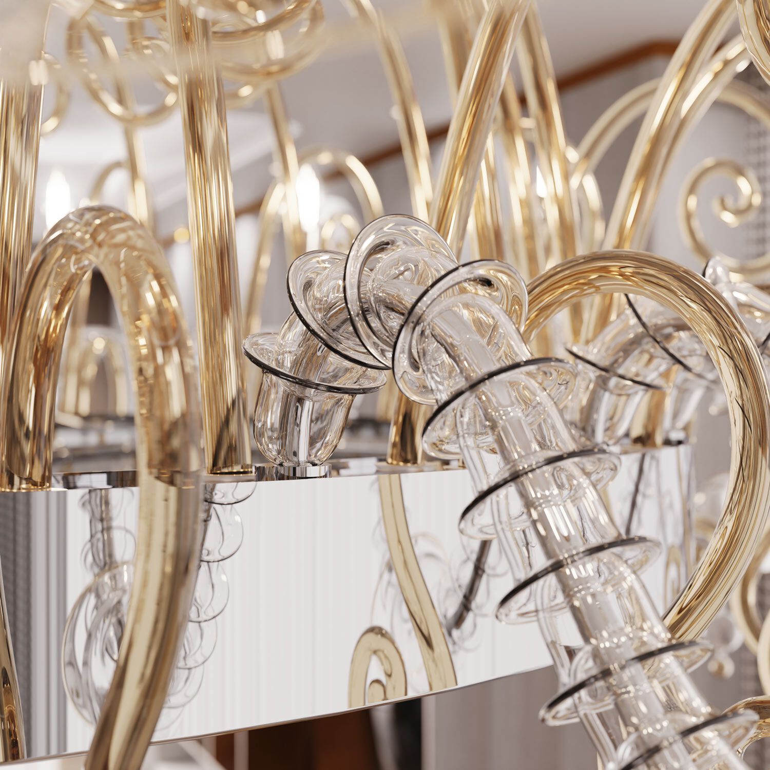 LOREDAN Murano glass modern chandelier By PIUMATI Murano Glass