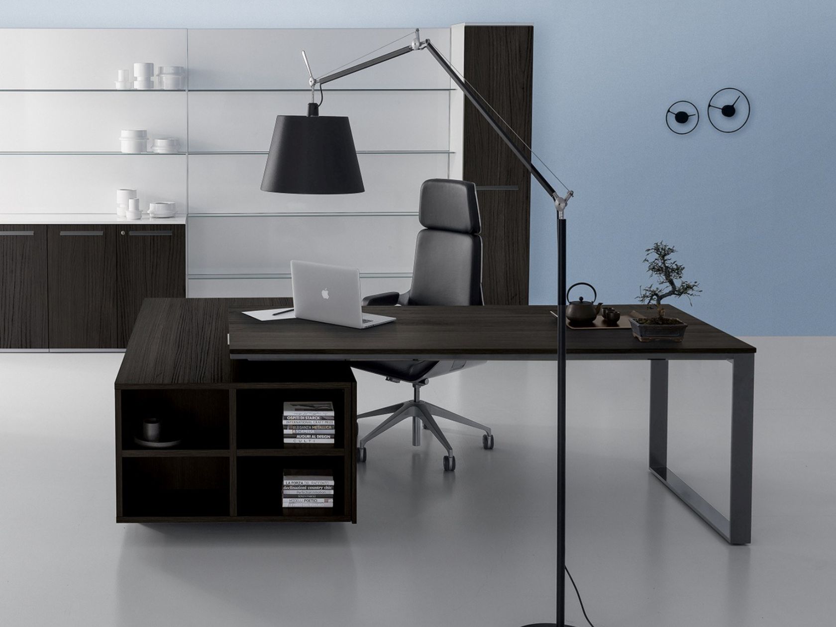 PLANETA | L-shaped office desk Sectional melamine and metal office desk ...