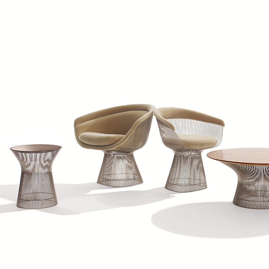 PLATNER Steel chair with armrests By Knoll | design Warren Platner