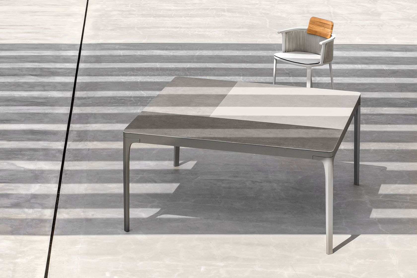 PLAY Square porcelain stoneware garden table By Ethimo