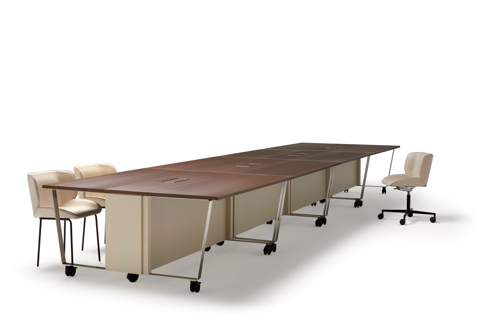 Mesa de reunión plegable de madera con ruedas PLEXY By José Martínez Medina