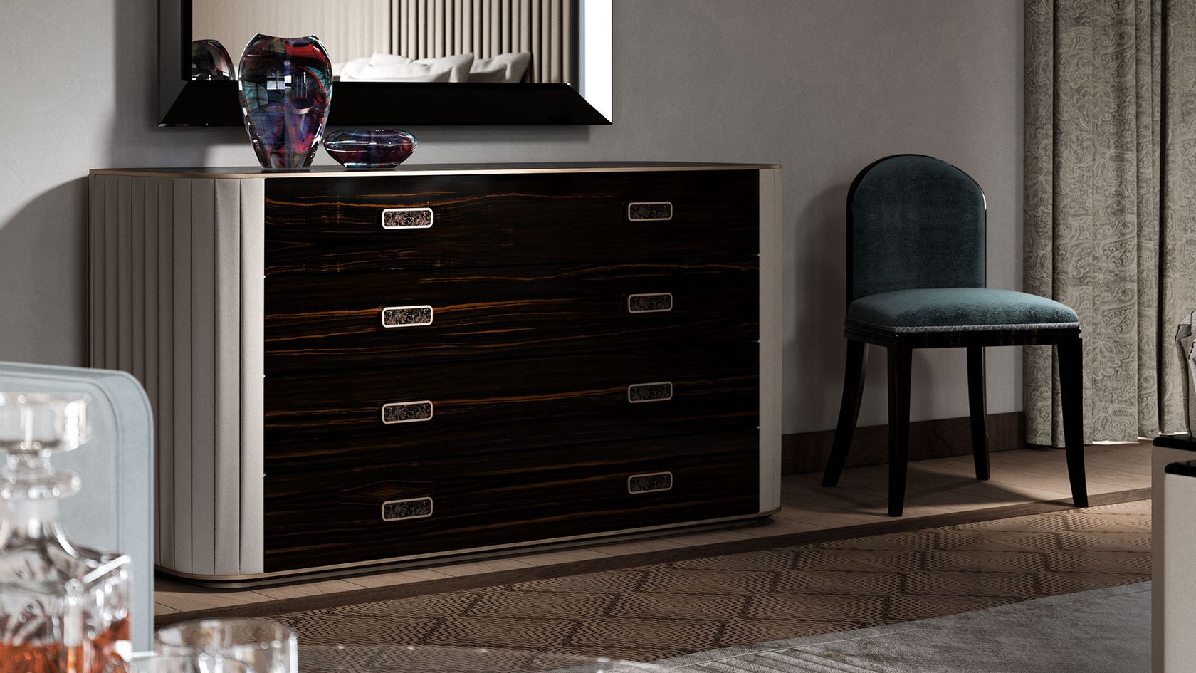 PLISSÈ Wooden chest of drawers By Reflex