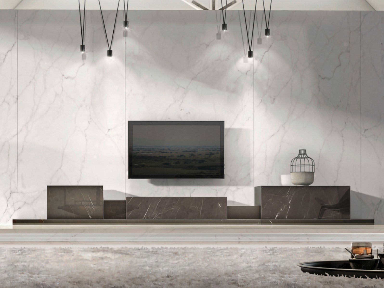 Marble sideboard with drawers PODIUM GREY KENDZO By Maami Home