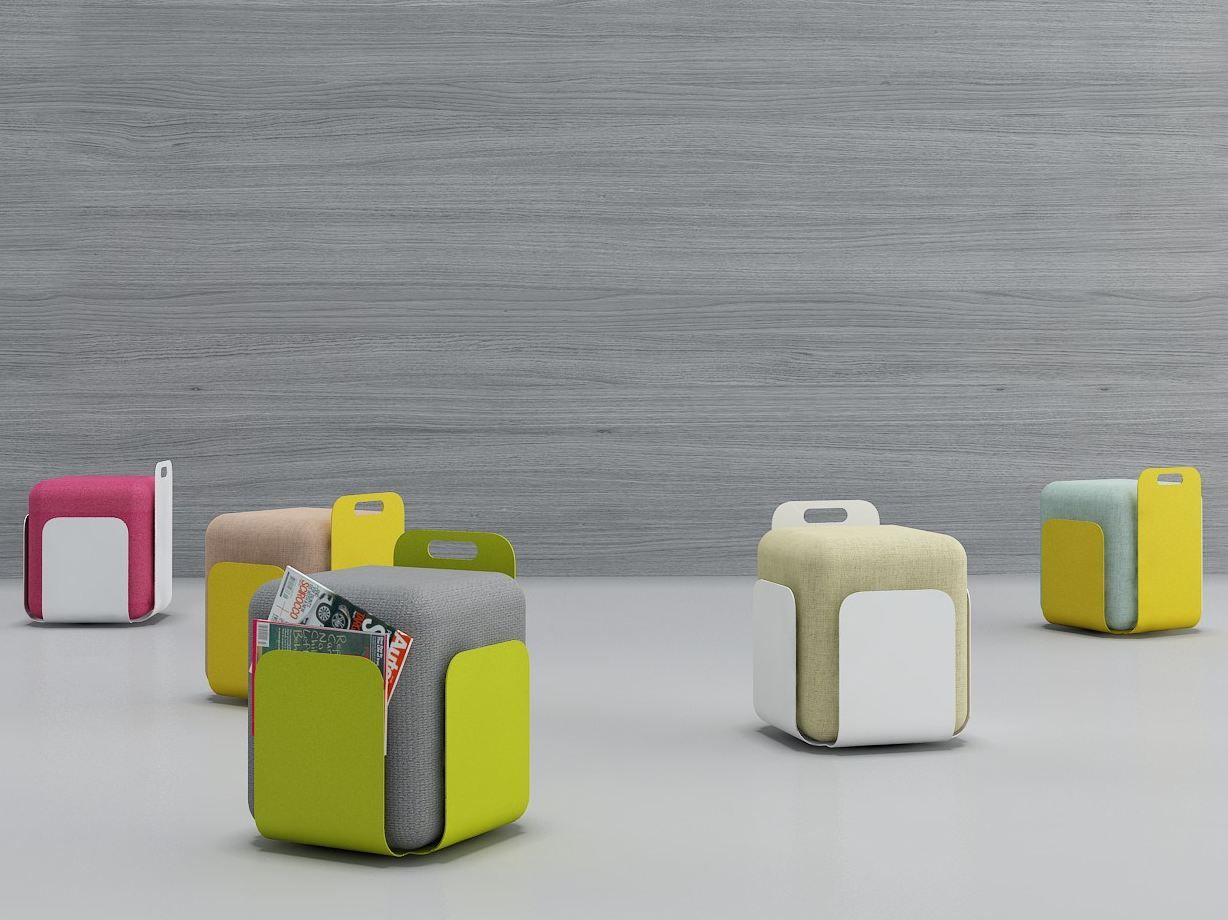 Upholstered square pouf POFF PUF By Tuna Ofis design Ozan Sinan Tığlıoğlu