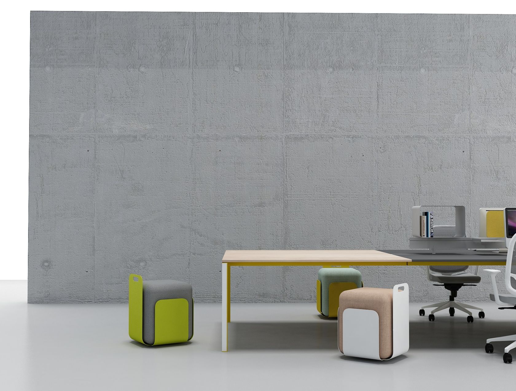 Upholstered square pouf POFF PUF By Tuna Ofis design Ozan Sinan Tığlıoğlu