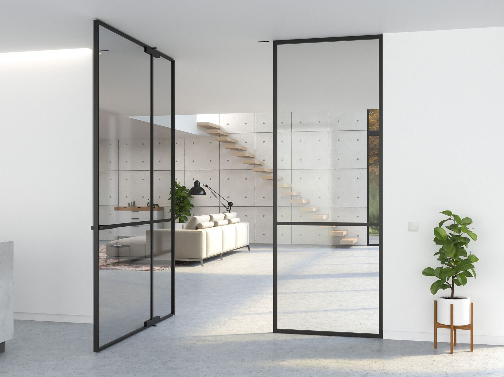 PORTAPIVOT MINI-MAX - SINGLE DOOR+FIXED Pivot glass and aluminium door ...