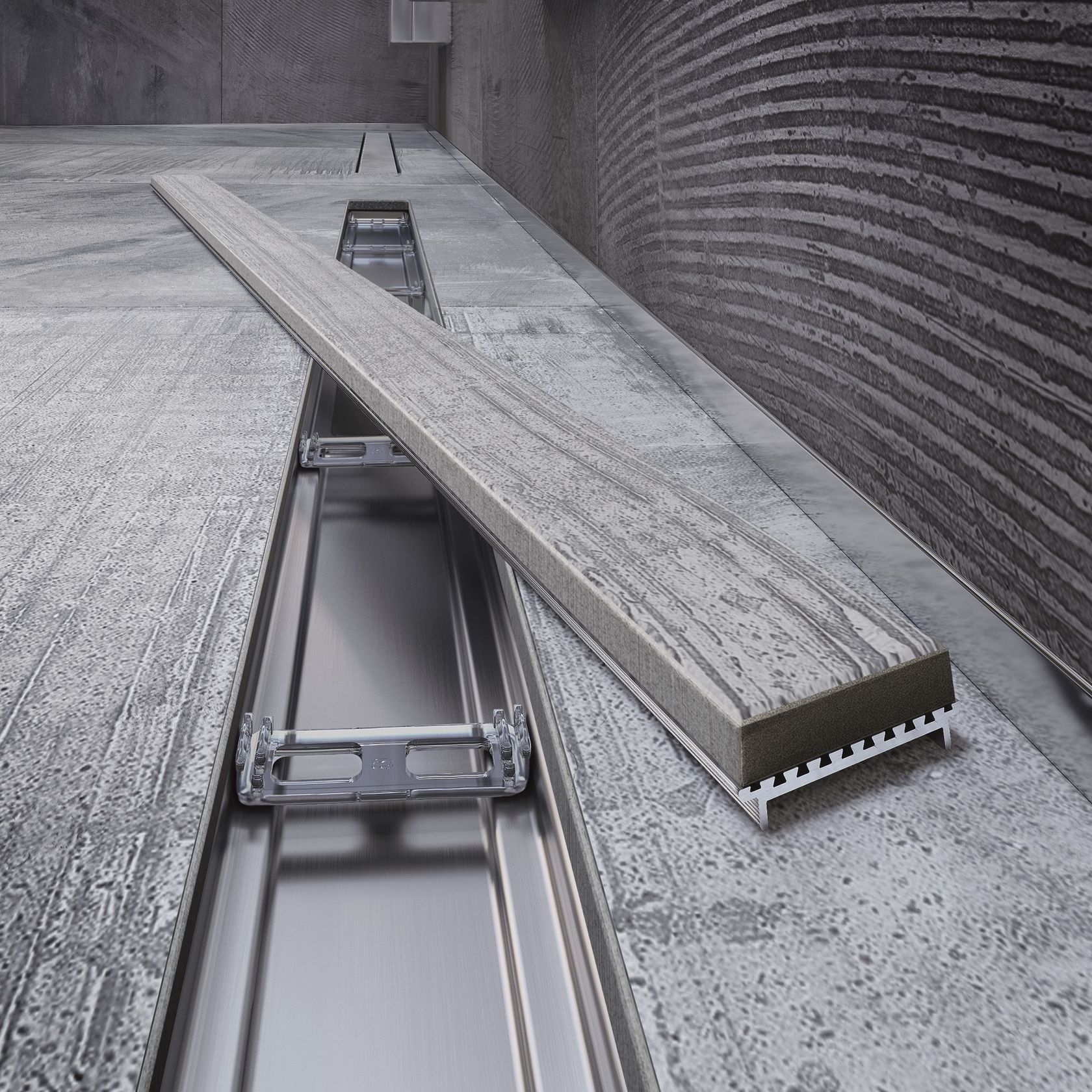 PP DRAIN AQUA INVISIBLE COVER Stainless steel shower channel By PROFILPAS