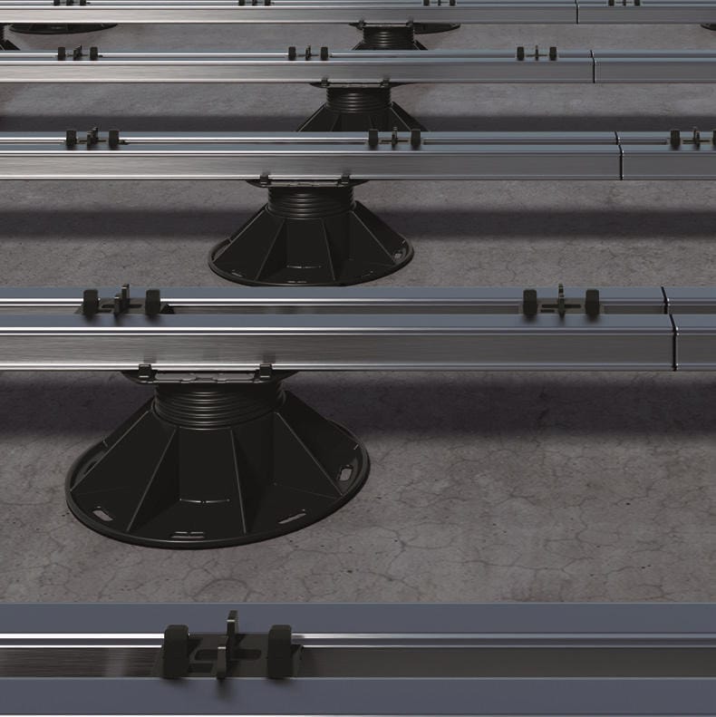 Modular system for raised flooring PPLEVELDUO By PROFILPAS