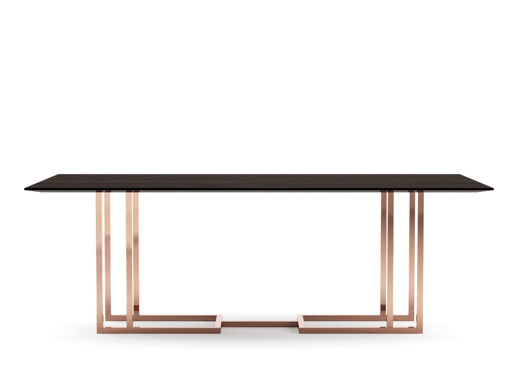 RHUMBA Rectangular stainless steel and wood dining table By PRADDY