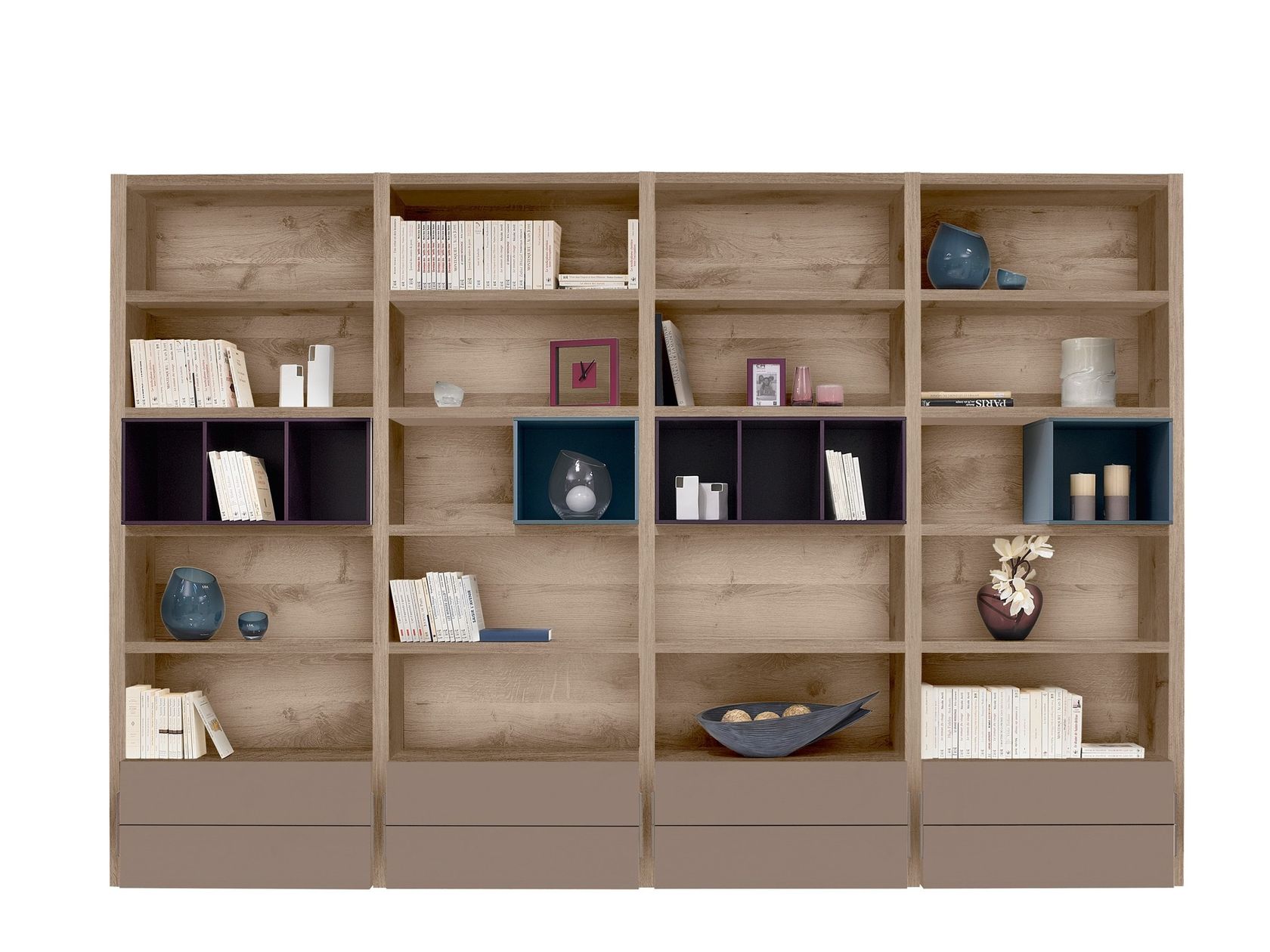 Open bookcase with drawers PREFACE - LAYOUT 4 By GAUTIER FRANCE
