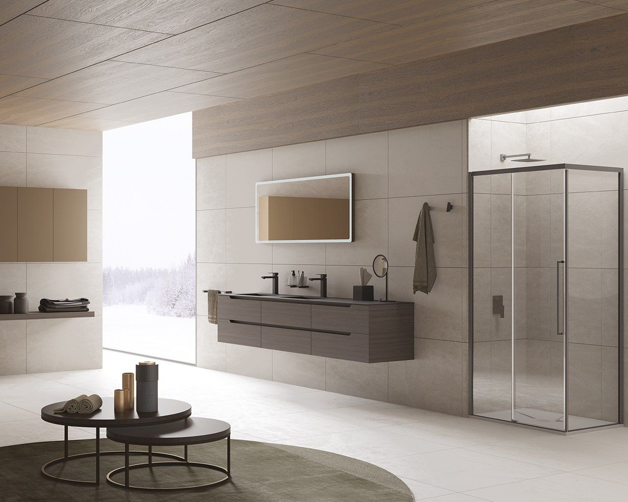 Laminate bathroom cabinet / vanity unit PRESTIGE - Composition 1 ...