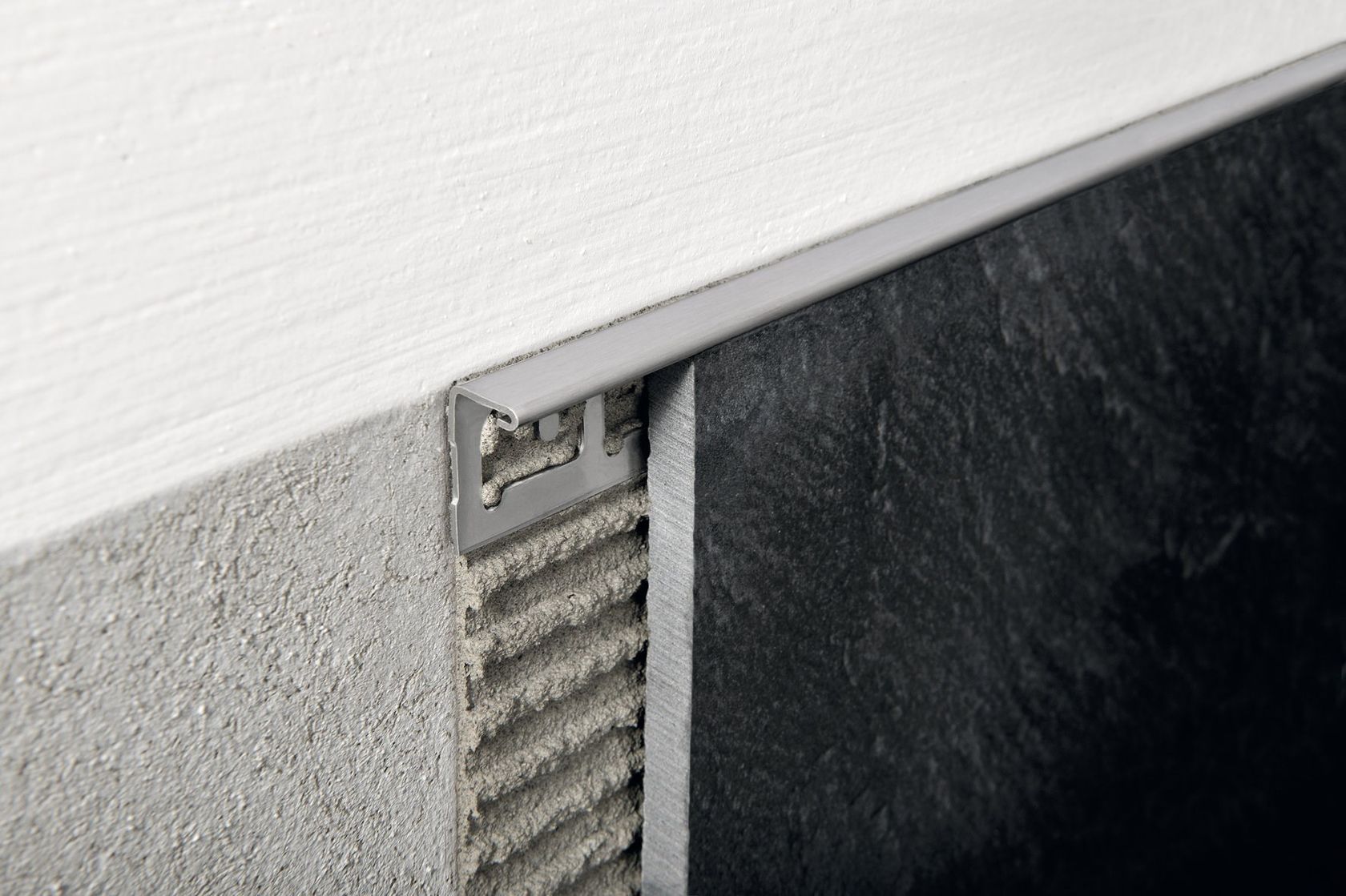 PROTERMINAL STEEL Brushed steel edge profile for walls By PROGRESS PROFILES