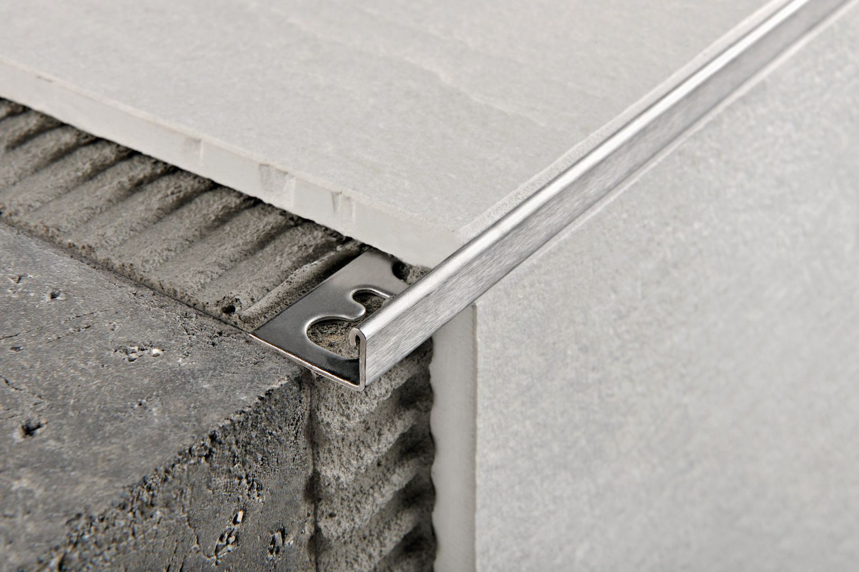 PROTERMINAL STEEL Brushed steel edge profile for walls By PROGRESS PROFILES
