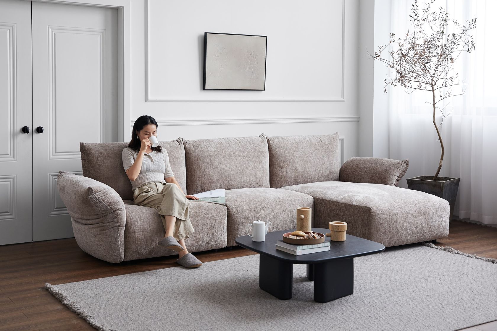 PUFF | Sofa with chaise longue Puff Collection By grado design