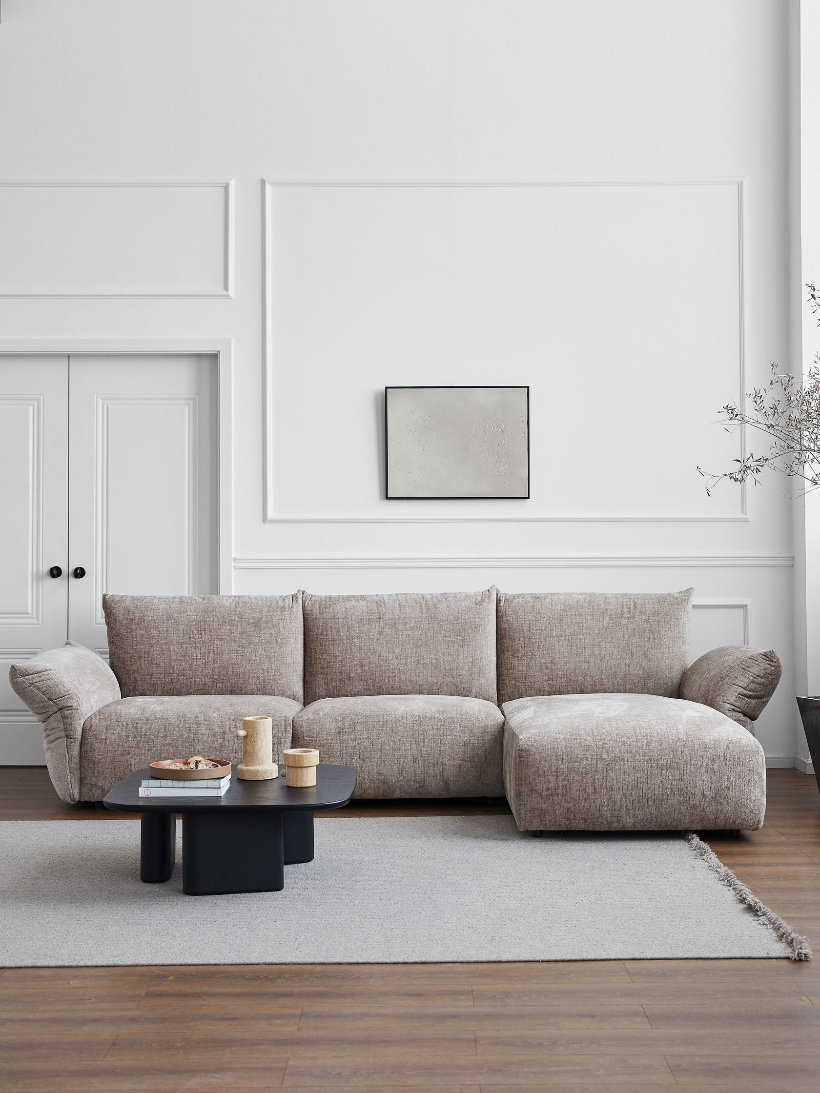 PUFF Fabric sofa with chaise longue By grado design