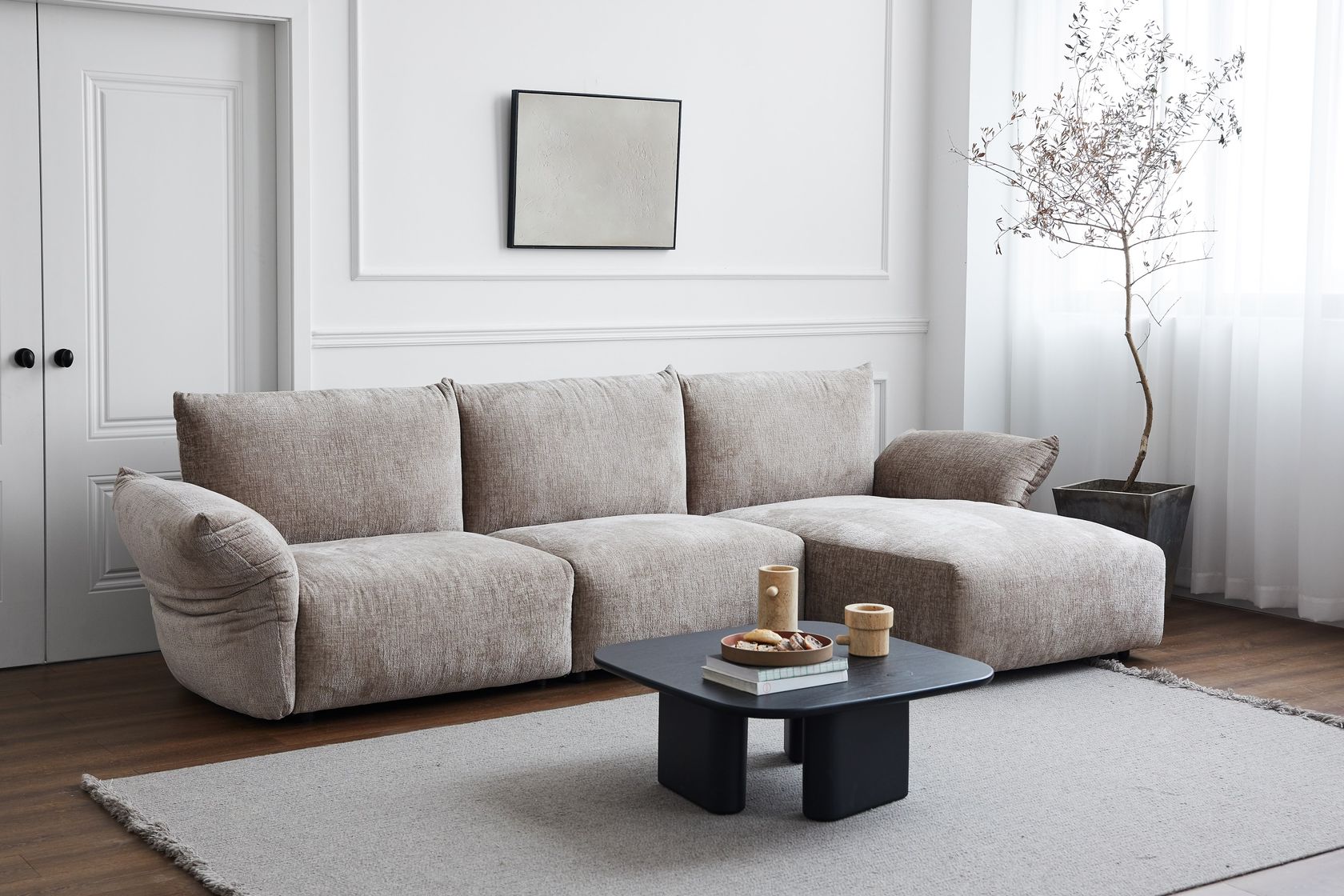 PUFF Fabric sofa with chaise longue By grado design