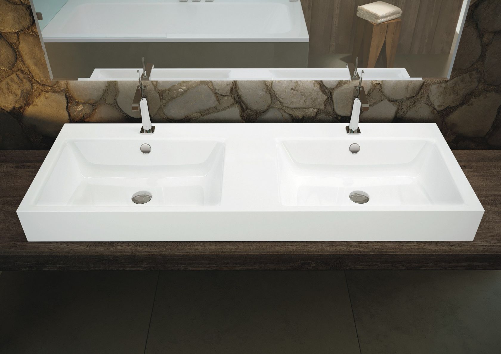 PURO DOUBLE Lavabo da appoggio doppio in acciaio smaltato By Kaldewei ...